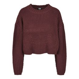 Rundhalspullover Urban Classics "Urban Classics Damen Ladies Wide Oversize Sweater", Damen, Gr. L, braun (cherry), 100% Polyacryl, unifarben, oversize, Rundhals, Pullover Rundhalspullover