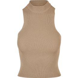 Muskelshirt Urban Classics "Urban Classics Damen Ladies Short Rib Knit Turtleneck Top", Jungen, Gr. S, unionbeige, 35% Polyacryl, 35% Viskose, 30% Polyamid, unifarben, slim fit, hoch geschlossener Ausschnitt, Shirts