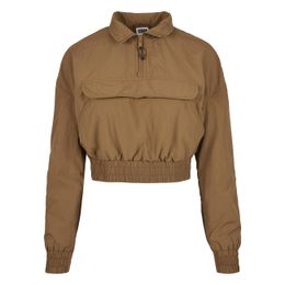 Allwetterjacke Urban Classics "Urban Classics Damen", Damen, Gr. L, braun (midground), 100% Polyester, unifarben, loose fit, amerikanischer Ausschnitt, Jacken