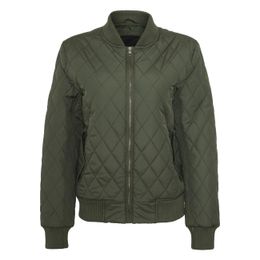 Allwetterjacke Urban Classics "Urban Classics Damen Ladies Diamond Quilt Nylon Jacket", Damen, Gr. L, olive, 100% Polyester, unifarben, normal, amerikanischer Ausschnitt, Jacken