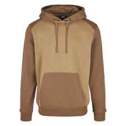 Sweater Urban Classics "Urban Classics Herren 2-Tone Fake Raglan Hoody", Herren, Gr. M, midground, schwarzground, 65% Baumwolle, 35% Polyester, Sweatshirts Sweater