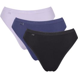 Taillenslip Sloggi "Basic+ Tai", Damen, Gr. 38, bunt (multiple colours 19), Single Jersey, Obermaterial: 95% Baumwolle, 5% Elasthan, unifarben, k&ouml;rpernah, Unterhosen Taillenslip, mit hohem Beinausschnitt, Cotton-Mix, glatte N&auml;hte