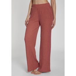 Homewearhose Lascana, Damen, Gr. 32/34, N-Gr, rostfarben, Obermaterial: 78% Polyester, 20% Viskose, 2% Elasthan, unifarben, lang, Hosen, mit strukturierter Oberfl&auml;che