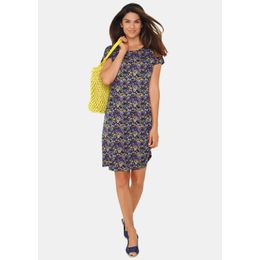 2-in-1-Kleid GOLDNER "Kurzgr&ouml;&szlig;e Modernes Viskosekleid mit Allover-Print", Damen, Gr. 21, K-Gr, bunt (bunt, gemustert), Obermaterial: 95% Viskose CV. 5% Elasthan EL., figurumspielend, Kleider, &uuml;berschnittene Schultern