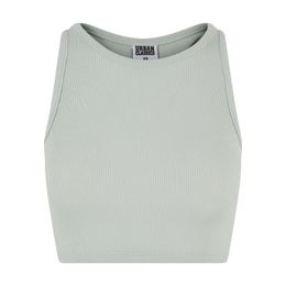 Muskelshirt Urban Classics "Urban Classics Damen Ladies Cropped Rib Top", Damen, Gr. L, beige (frostmint), 97% Baumwolle, 3% Elasthan, unifarben, slim fit, Rundhals, Shirts