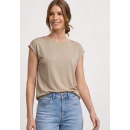 T-Shirt Street One, Damen, Gr. 40, sepia sand, Stoff, 95% Viskose, 5% Elasthan, unifarben, normal normal, U-Boot-Ausschnitt, abgesteppt, Shirts T-Shirt, aus strecthigem Viskosematerial
