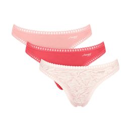 String Sloggi "GO Crush", Damen, Gr. XL, rot, light combination, Single Jersey, Obermaterial: 95% Baumwolle, 5% Elasthan, k&ouml;rpernah, Unterhosen String, dehnbare Spitzendetails, Multipack, Cotton-Mix, bequem