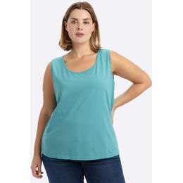 Shirttop sheego, Damen, Gr. 40, tiefblau, ozean, 100% Baumwolle, unifarben, Rundhals, Tops Shirttop