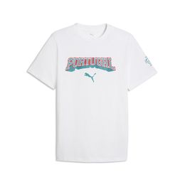 T-Shirt Puma "Portugal ftblCulture T-Shirt Herren", Herren, Gr. L, wei&szlig; gr&uuml;n lagoon, Obermaterial: 100% Baumwolle. Rippe: 25% Polyester, 75% Baumwolle, clean, regular fit, Rundhals, Shirts T-Shirt