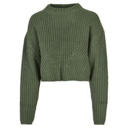 Rundhalspullover Urban Classics "Urban Classics Damen Ladies Wide Oversize Sweater", Damen, Gr. 4XL, gr&uuml;n (salvia), 100% Polyacryl, unifarben, oversize, Rundhals, Pullover Rundhalspullover
