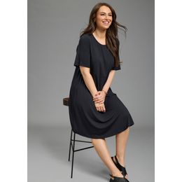 Jerseykleid LAURA SCOTT CURVE "Gro&szlig;e Gr&ouml;&szlig;en", Damen, Gr. 42, N-Gr, schwarz, Single Jersey, Obermaterial: 95% Viskose, 5% Elasthan, unifarben, A-Linie knielang, Rundhals, Kleider Jerseykleid, aus Single Jersey, elastische Viskosemischung, knielange A-Linie