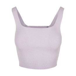 Muskelshirt Urban Classics "Urban Classics Damen Ladies Cropped Knit Top", Damen, Gr. XL, lila, 35% Polyacryl, 35% Viskose, 30% Polyamid, unifarben, slim fit, eckiger Ausschnitt, Shirts