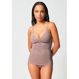 BH-Hemd Skiny "Sensation", Damen, Gr. 38, N-Gr, N-Gr, antler, Obermaterial: 62% Polyacryl, 38% Elasthan, unifarben, normal, BHs BH-Hemd, tiefer V-Ausschnitt, schmale Tr&auml;ger, herausnehmbare Pads