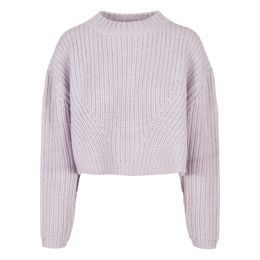 Rundhalspullover Urban Classics "Urban Classics Damen Ladies Wide Oversize Sweater", Damen, Gr. 3XL, lila (softlila), 100% Polyacryl, unifarben, oversize, Rundhals, Pullover Rundhalspullover