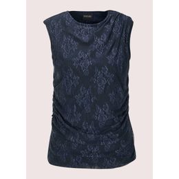 Madeleine Mode Kurzarmshirt MADELEINE "Shirt Shirt", Damen, Gr. 34, blau (marine), Obermaterial: 100% Polyester PES., Modern, Shirts, Edles Spitzentop mit Jerseyfutter und seitlicher Raffung