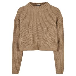 Rundhalspullover Urban Classics "Urban Classics Damen Ladies Wide Oversize Sweater", Damen, Gr. XS, beige (unionbeige), 100% Polyacryl, unifarben, oversize, Rundhals, Pullover Rundhalspullover