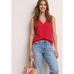 Shirttop Street One, Damen, Gr. 36, salsa rot, Jersey, Obermaterial: 95% Viskose, 5% Elasthan, unifarben, h&uuml;ftlang, V-Ausschnitt, Tops Shirttop, mit dekorativem Crochet-Tape, unifarben