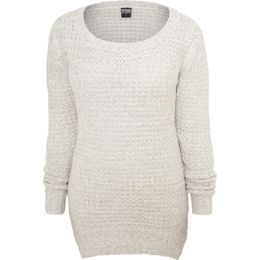 Rundhalspullover Urban Classics "Urban Classics Damen Ladies Long Wideneck Sweater", Damen, Gr. L, wei&szlig; (sanftes wei&szlig;), 100% Polyacryl, unifarben, normal, Balconnet, Pullover Rundhalspullover