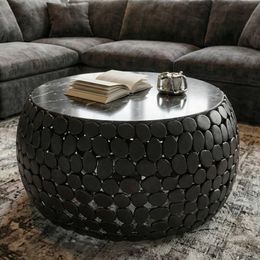 Pharao24.de Couchtisch Salontisch in Schwarz mit Marmorplatte