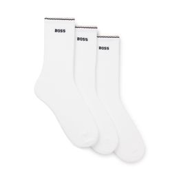 Socken BOSS "Rib Stripe", Herren, Gr. 39-42, wei&szlig; 100, Baumwollmischung, unifarben, elastisch, Socken Socken, Rippstrick, verst&auml;rkte Fersen- und Zehenpartie