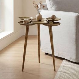 Pharao24.de Designertisch Anstelltisch in Goldfarben mit Dreifu&szlig;gestell