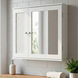 Pharao24.de Spiegelschrank Badezimmerschrank in Wei&szlig; im Skandi Design