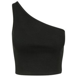 Muskelshirt Urban Classics "Urban Classics Damen Ladies Cropped Asymmetric Top", Damen, Gr. XL, schwarz, 97% Baumwolle, 3% Elasthan, unifarben, slim fit, asymmetrischer Ausschnitt, Shirts