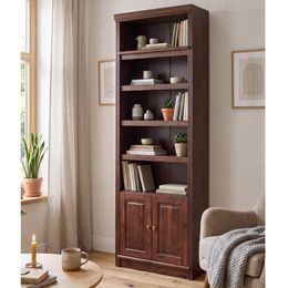 Pharao24.de B&uuml;cherregal B&uuml;cherschrank in Dunkelbraun 2 t&uuml;rig