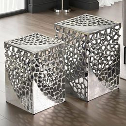 Pharao24.de Zweisatztisch Anstelltisch in modernem Design aus Aluminium (zweiteilig)