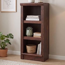 Pharao24.de B&uuml;cherregal Massivholzregal mit zwei Einlegeb&ouml;den im Landhausstil