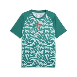 Trainingsshirt Puma "Portugal Aufw&auml;rmtrikot Herren", Herren, Gr. L, gr&uuml;n lagoon ruby shimmer rot, Obermaterial: 100% Polyester, clean, slim fit, Rundhals, Shirts