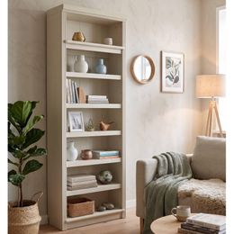 Pharao24.de B&uuml;cherregal Massivholzregal in Cremewei&szlig; im Landhausstil