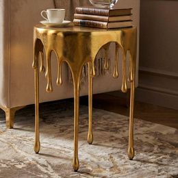 Pharao24.de Designtisch Beistelltisch in Goldfarben - Tropfenform