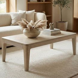 Pharao24.de Wohnzimmertisch Sofatisch 120 cm breit in Holz White Wash