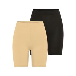 Radlerhose Tamaris "aus softer Jersey-Qualit&auml;t mit bequemem Gummizug", Damen, Gr. 34, N-Gr, schwarz (puder, schwarz), Jersey, Obermaterial: 95% Baumwolle, 5% Elasthan. Obermaterial wei&szlig;: 95% Baumwolle, 5% Elasthan, Basic, sehr figurbetont kurz, Hosen Radlerhose, zum Unterziehen unter Kleidern und R&ouml;cken - im Set
