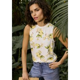 Shirttop Laura Scott, Damen, Gr. 34, wei&szlig;, gemustert, Single Jersey, Obermaterial: 95% Viskose, 5% Elasthan, gemustert, figurumspielend h&uuml;ftlang, Rundhals, Tops Shirttop, figurumschmeichelnde Passform, h&uuml;ftlange Schnittform