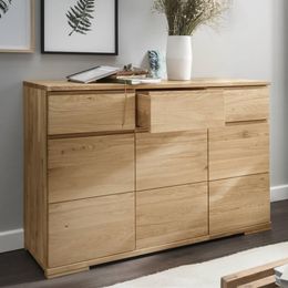 Pharao24.de Sideboard Echtholz Kommode 90 cm hoch mit drei Schubladen