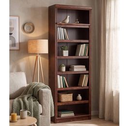 Pharao24.de B&uuml;cherregal Holzregal in Dunkelbraun im Landhausstil