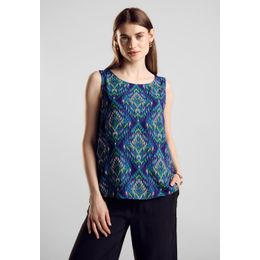Blusentop Street One, Damen, Gr. 38, violet blau, Stoff, 100% Viskose, gemustert, normal normal, Rundhals, abgesteppt, Blusen Blusentop, aus softer Viskose