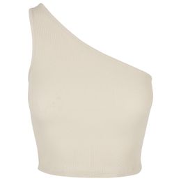 Muskelshirt Urban Classics "Urban Classics Damen Ladies Cropped Asymmetric Top", Damen, Gr. L, softseagrass, 97% Baumwolle, 3% Elasthan, unifarben, slim fit, asymmetrischer Ausschnitt, Shirts