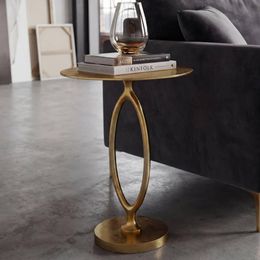 Pharao24.de Designtisch Telefontisch in Goldfarben aus Aluminium