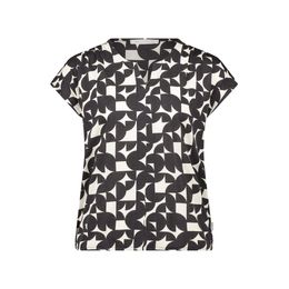 BETTY & CO Kurzarmshirt BETTY & CO "Damen mit Gummizug", Damen, Gr. L, schwarz, wei&szlig;, Obermaterial: 50% Baumwolle, 50% Modal, loose fit normal, Rundhals, Shirts