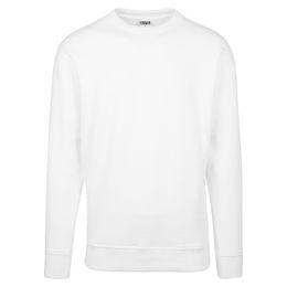 Rundhalspullover Urban Classics "Urban Classics Herren Sweat Crewneck", Herren, Gr. S, wei&szlig;, 63% Baumwolle, 37% Polyester, unifarben, oversize, Rundhals, Pullover Rundhalspullover