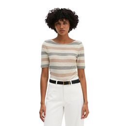 Marc O'Polo T-Shirt MARC O'POLO "aus Organic Cotton-Jersey", Damen, Gr. XXL, light beige, Obermaterial: 100% Baumwolle, gestreift, Basic, regular fit, U-Boot-Ausschnitt, normaler Saum, Shirts T-Shirt