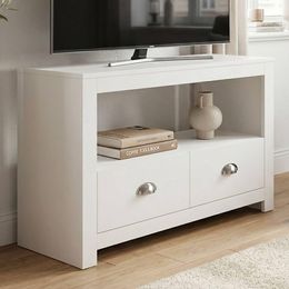 Pharao24.de TV Board Fernsehschrank mit einem offenen Ger&auml;tefach und Metallgriffen