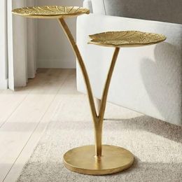 Pharao24.de Designtisch Beistelltisch aus Aluminium in Goldfarben