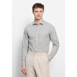 Businesshemd OLYMP "OLYMP Level Five garment washed, body fit, Kent", Herren, Gr. 38, Normaler Arm, oliv, 100% Baumwolle, Hemden