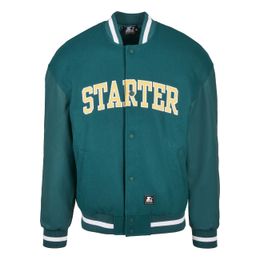 Allwetterjacke STARTER Black Label "Starter Black Label Herren Starter Team Jacket", Herren, Gr. L, retrogr&uuml;n, 50% Wolle, 50% Viskose, mehrfarbig, loose fit, V-Ausschnitt, Jacken