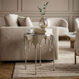 Pharao24.de Beistelltisch Designer Tisch in Silberfarben - Tropfenform