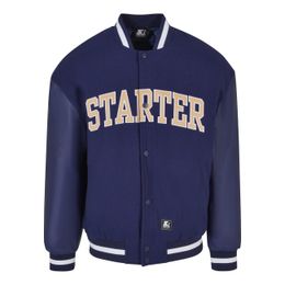Allwetterjacke STARTER Black Label "Starter Black Label Herren Starter Team Jacket", Herren, Gr. L, dunkelblau, 50% Wolle, 50% Viskose, mehrfarbig, loose fit, V-Ausschnitt, Jacken